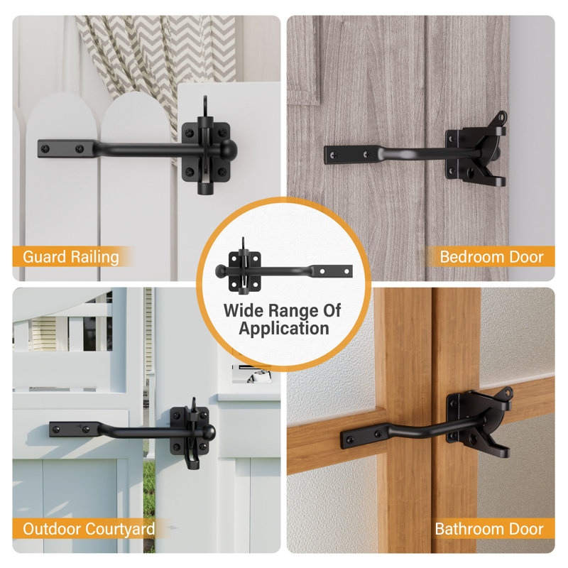 Lazio 5.8 in. Black Heavy-Duty Self-adjusting Gravity Gate Latch | Wayfair