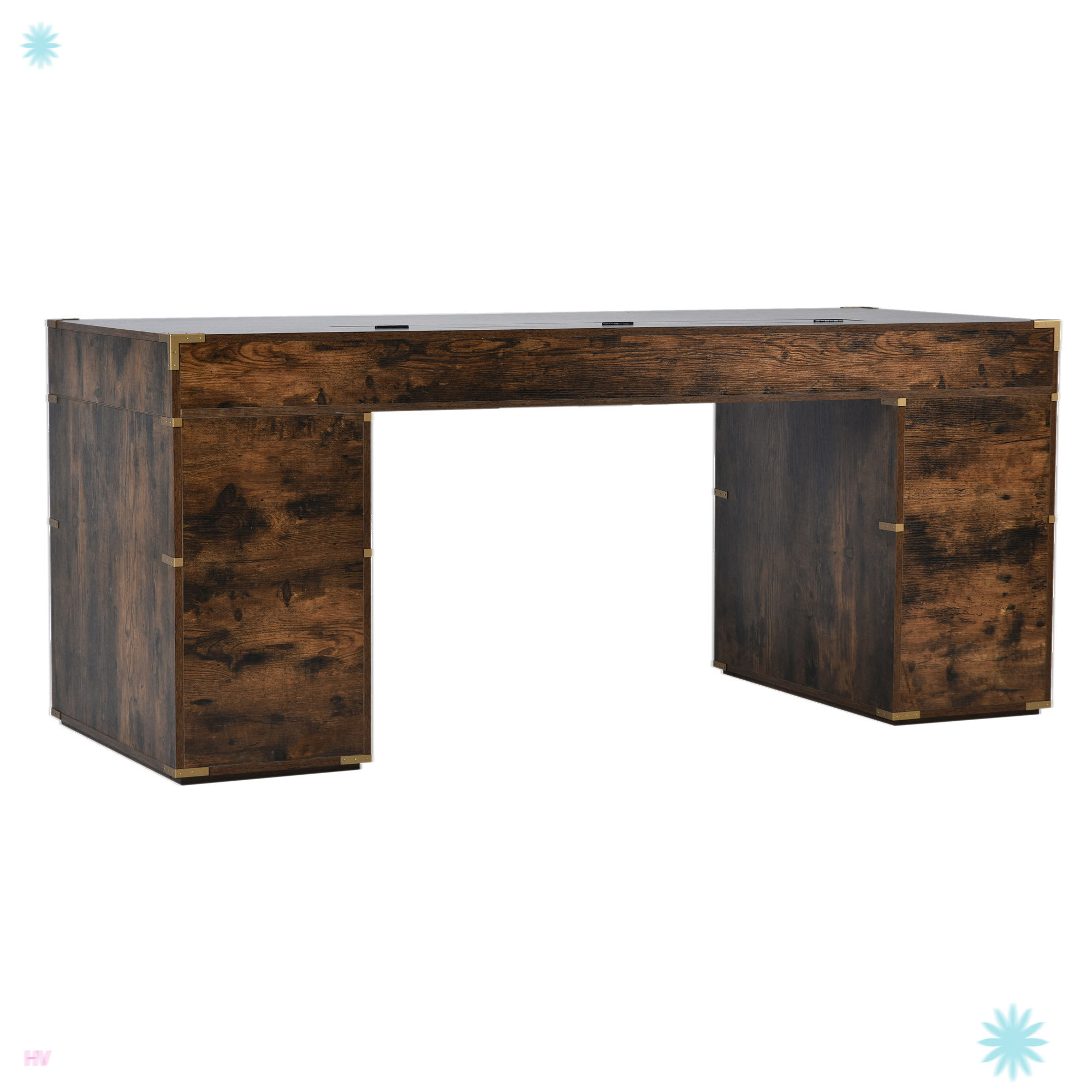 Loon Peak® Classic And Traditional Executive Desk With Metal Edge Trim ...