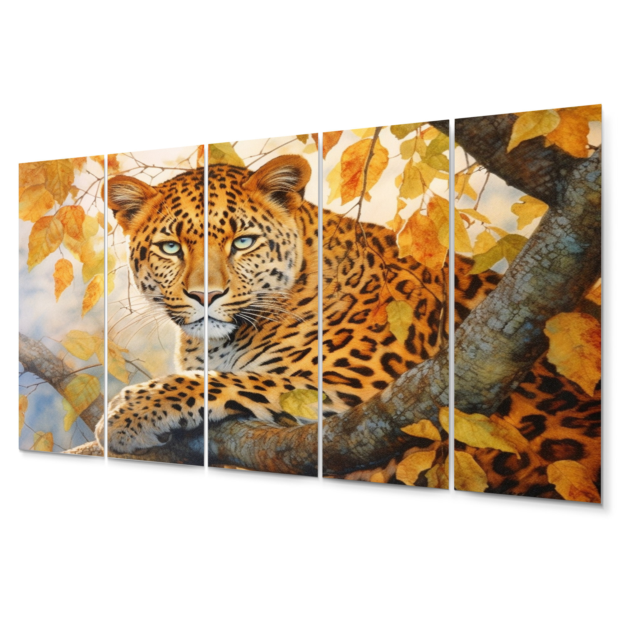Design Art Leopard Grace I - Leopard/Cheetah Metal Wall Art Set ...