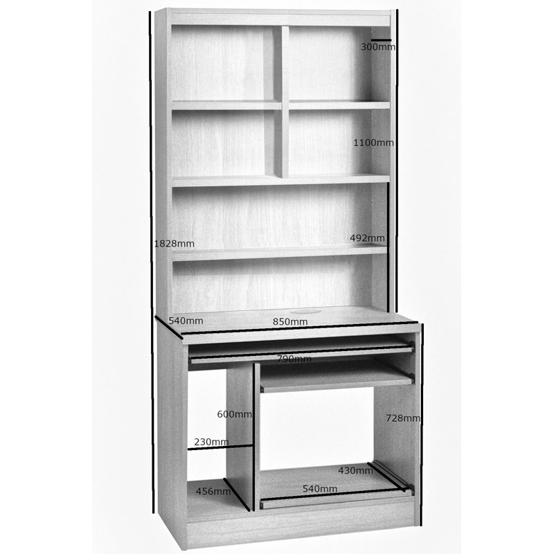 Ebern Designs Fernande 85Cm W Rectangle Computer Desk with Hutch ...