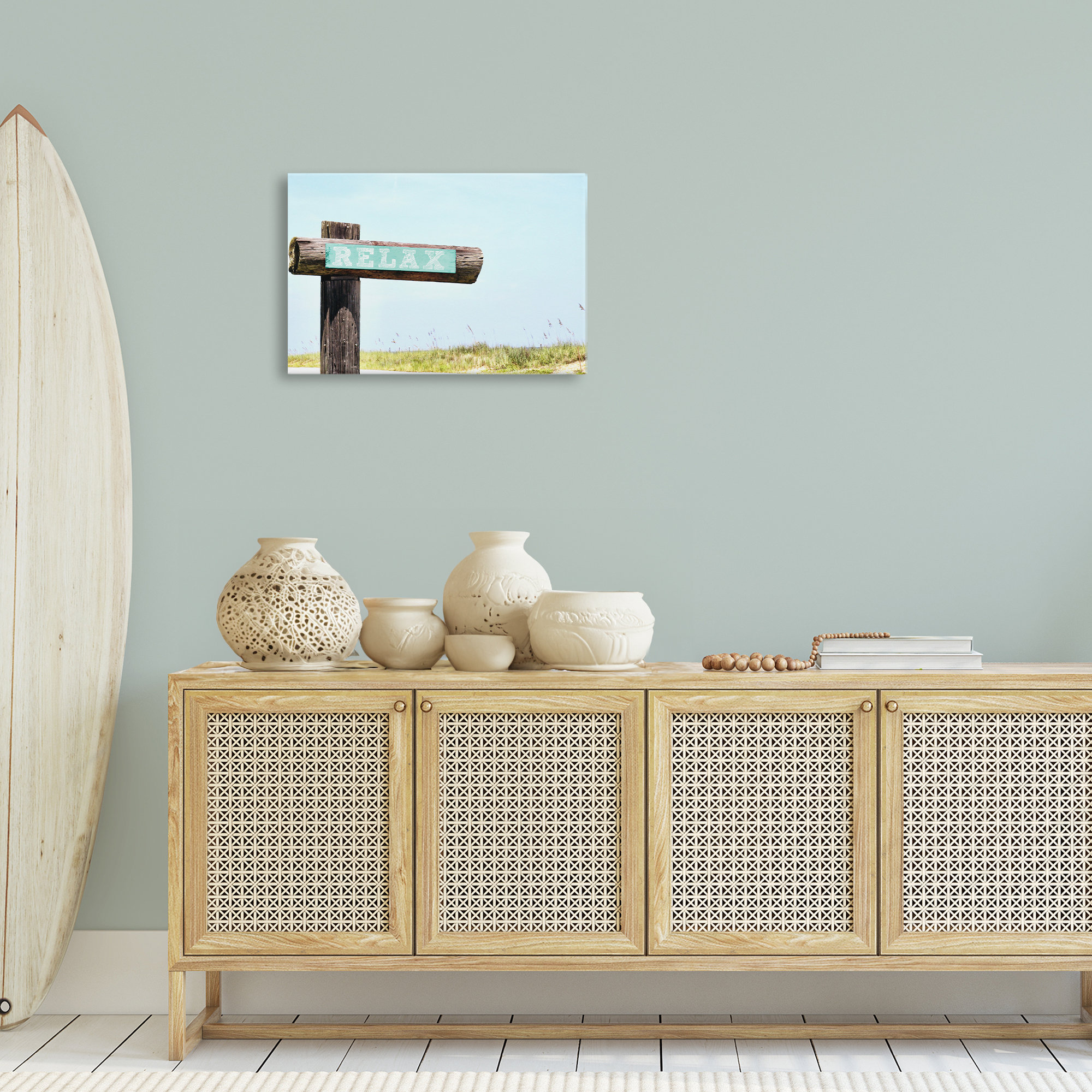 Highland Dunes Relax Sign on Beach Canvas Wall Art by Gail Peck | Wayfair