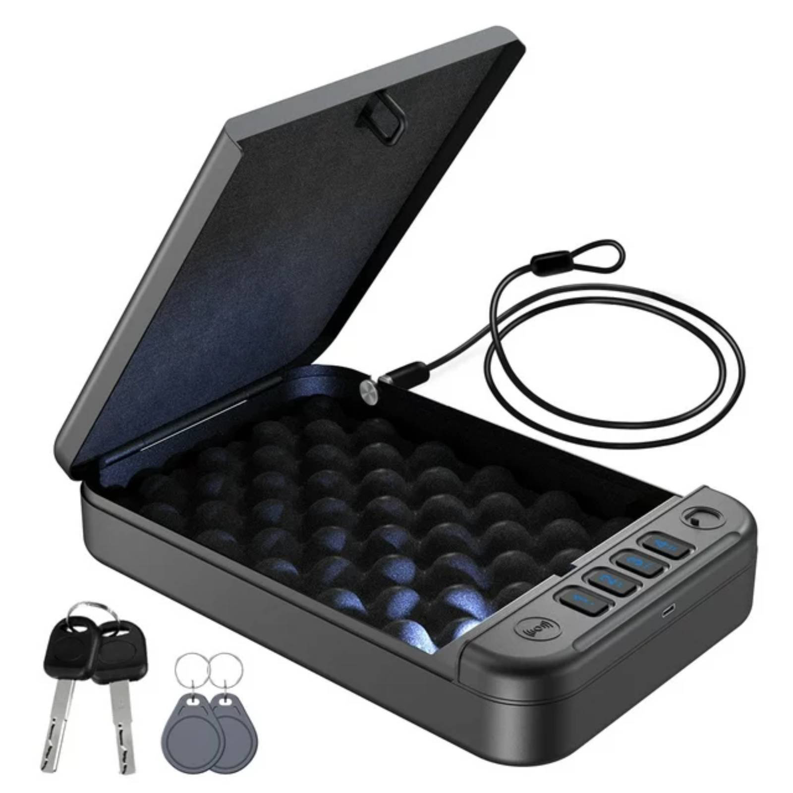 Blacksmith Gun Safe Lock, Pistol Safe 3 IN 1 Ways Quick Access Handgun ...