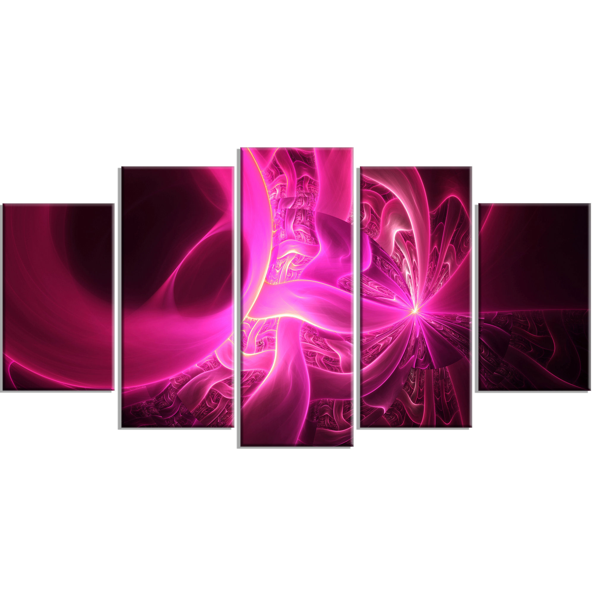 Design Art 'Bright Pink Designs on Black' Graphic Art Print Multi-Piece ...