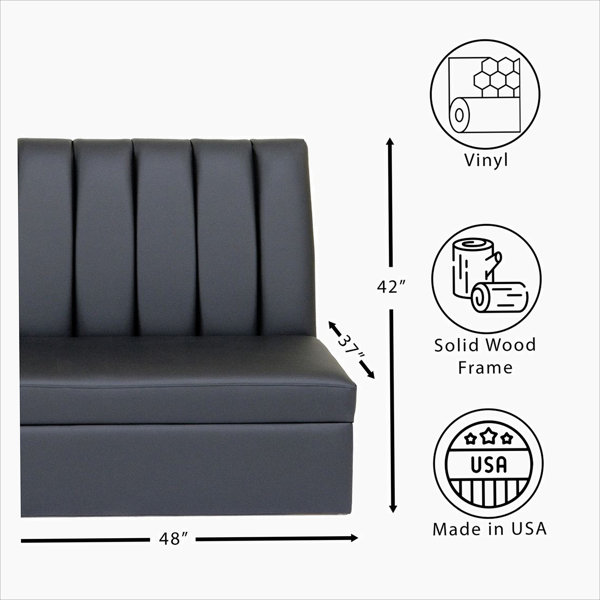 Latitude Run® Channel Black Faux Leather Seating Booth, Modern Armless ...