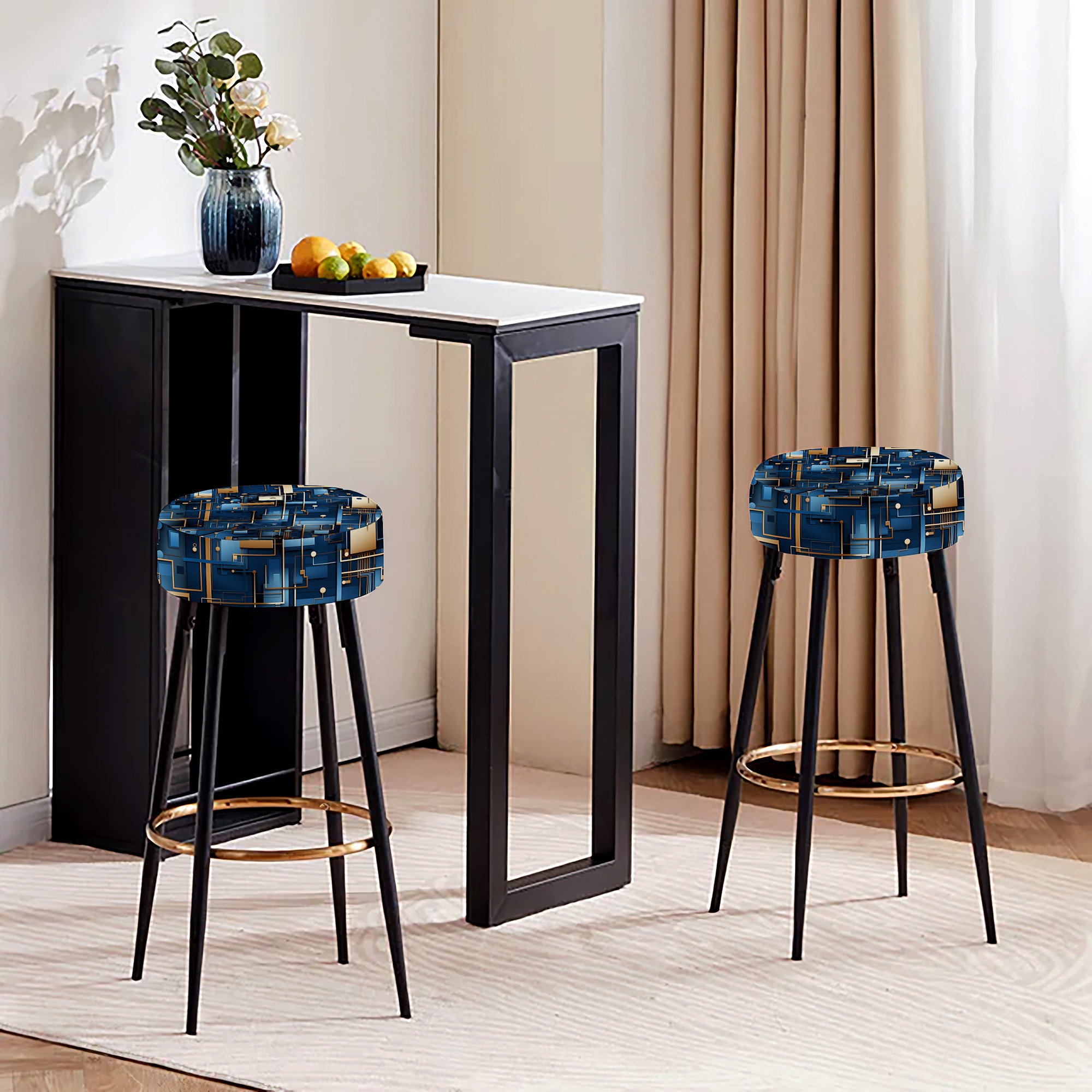 Design Art Industrial Cobalt Blue Harmony Geometric - Geometric Bar ...