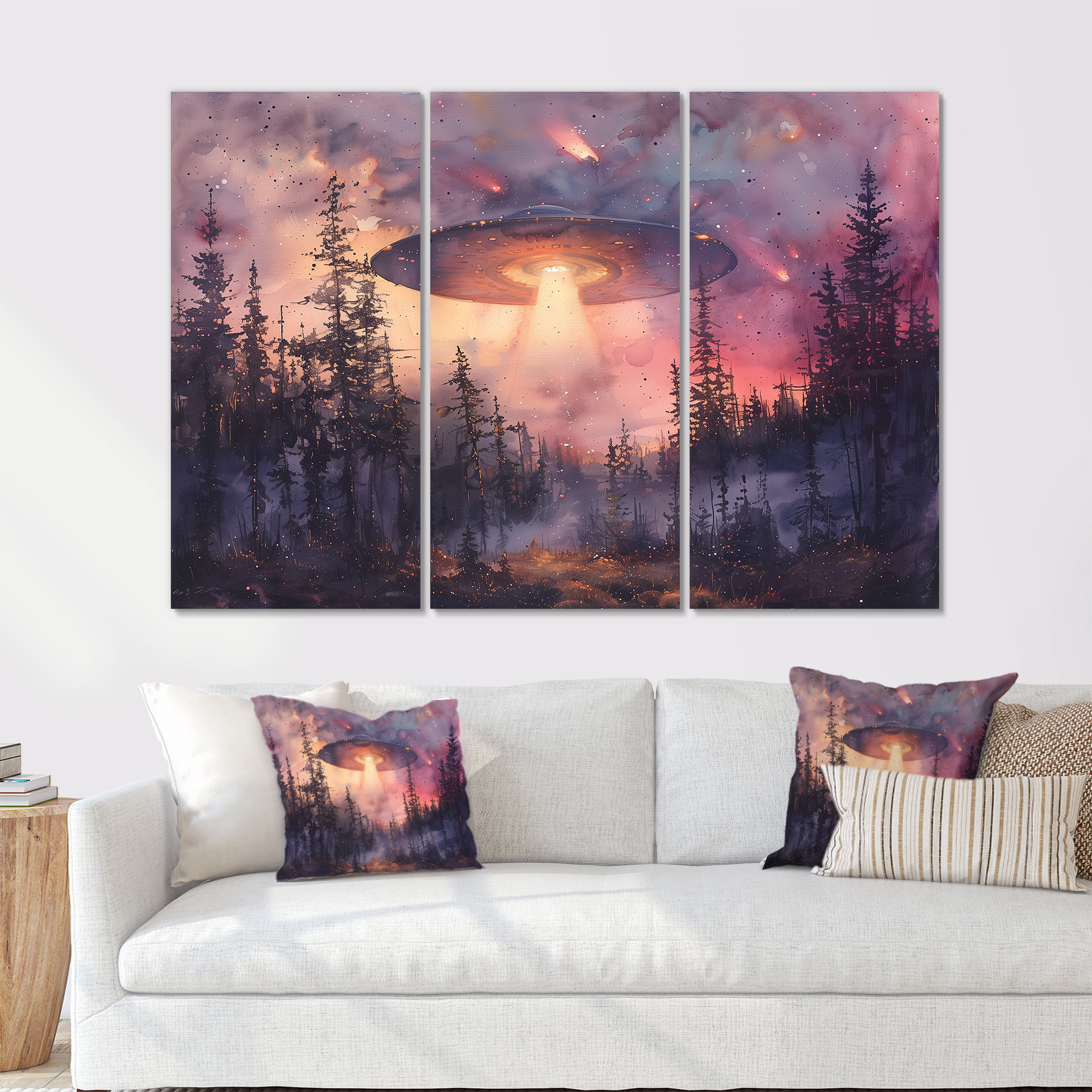 Millwood Pines Purple Pink Cosmic Encounter Ufos - Ufos Wall Art Living ...