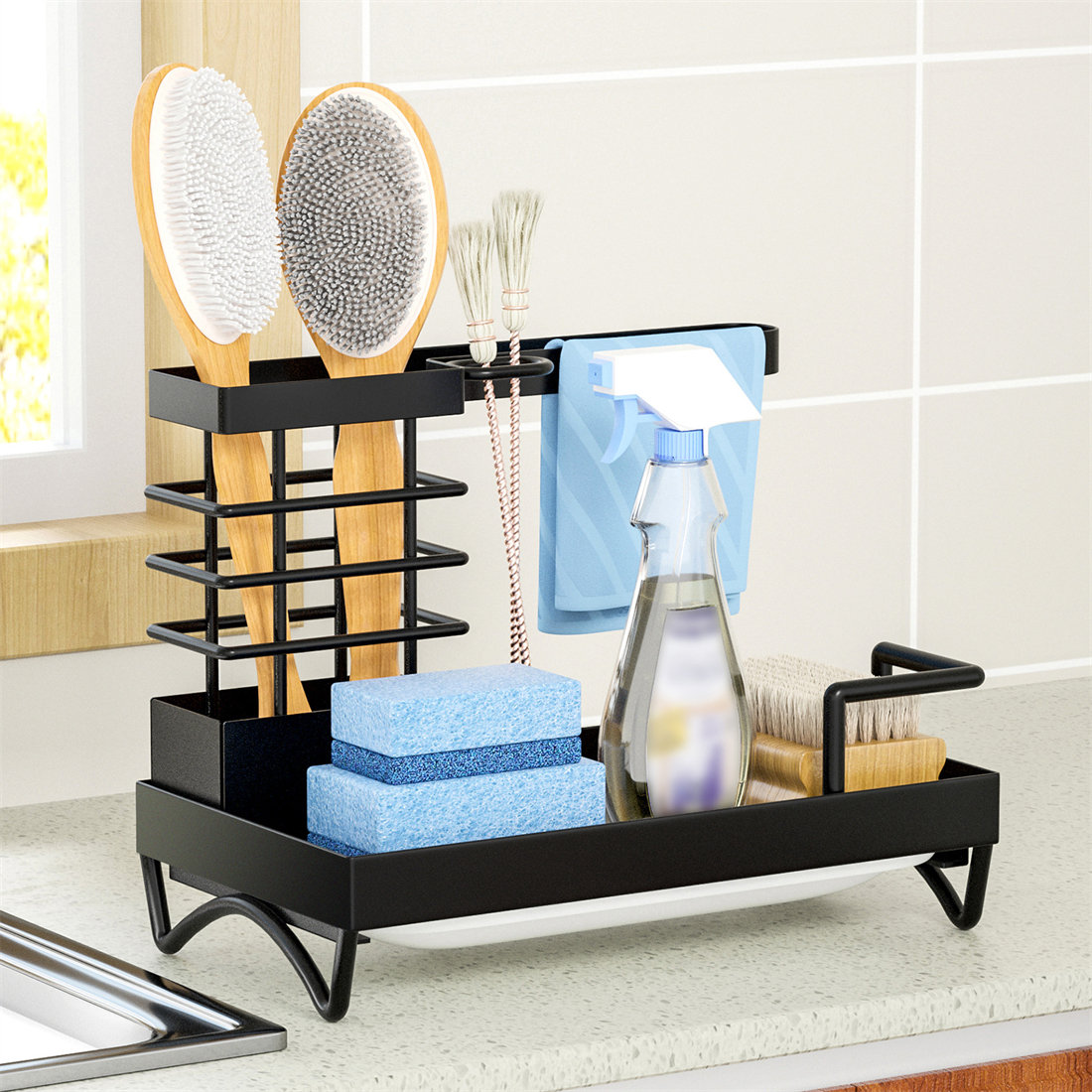 WKING Kitchen Sink Sponge Holder Rack - Organizer For Sponges ...