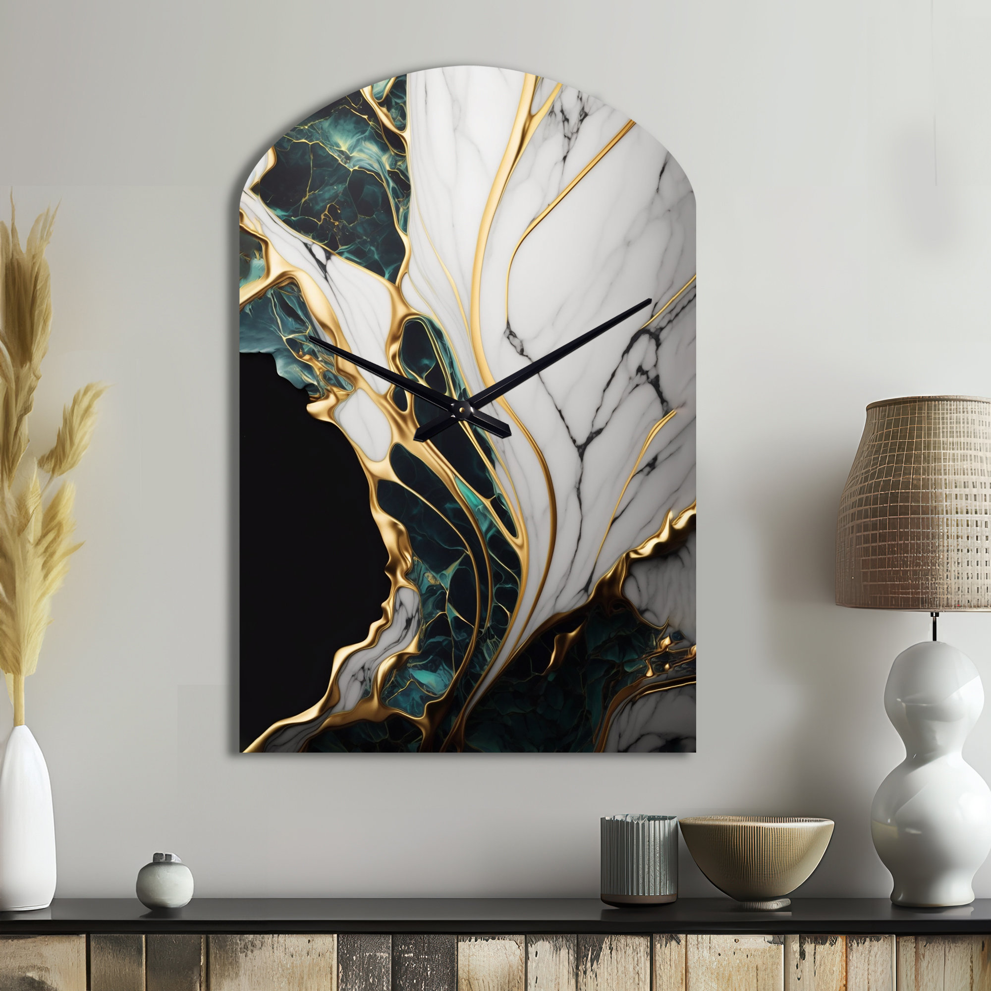 Design Art Abstract Geode Gold And Green Marble III - Marble ...