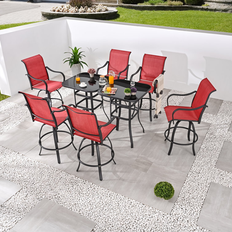 Red Barrel Studio® Oberon Outdoor 6-Person High Seating Bistro Dining ...