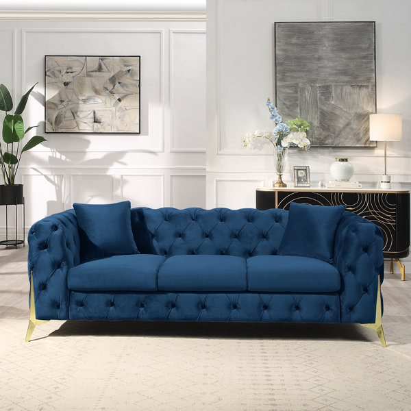 Builddecor 89.11'' Velvet Rolled Arm Modern Sofa Living Room Couch ...