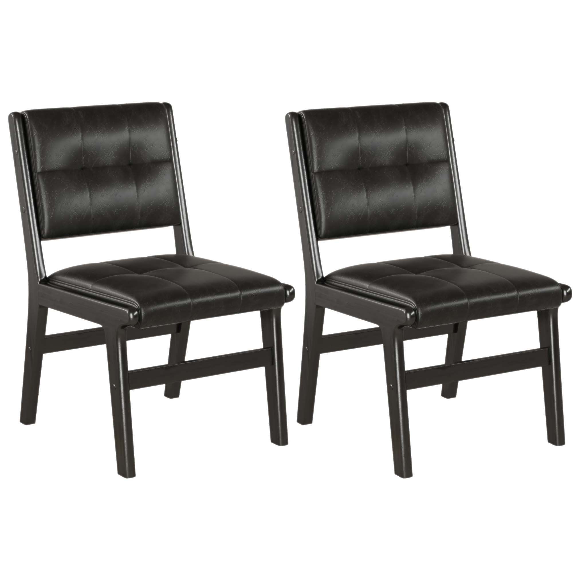 Corrigan Studio® Elegant PU Dining Chairs with Wooden Legs, Set of 2 ...