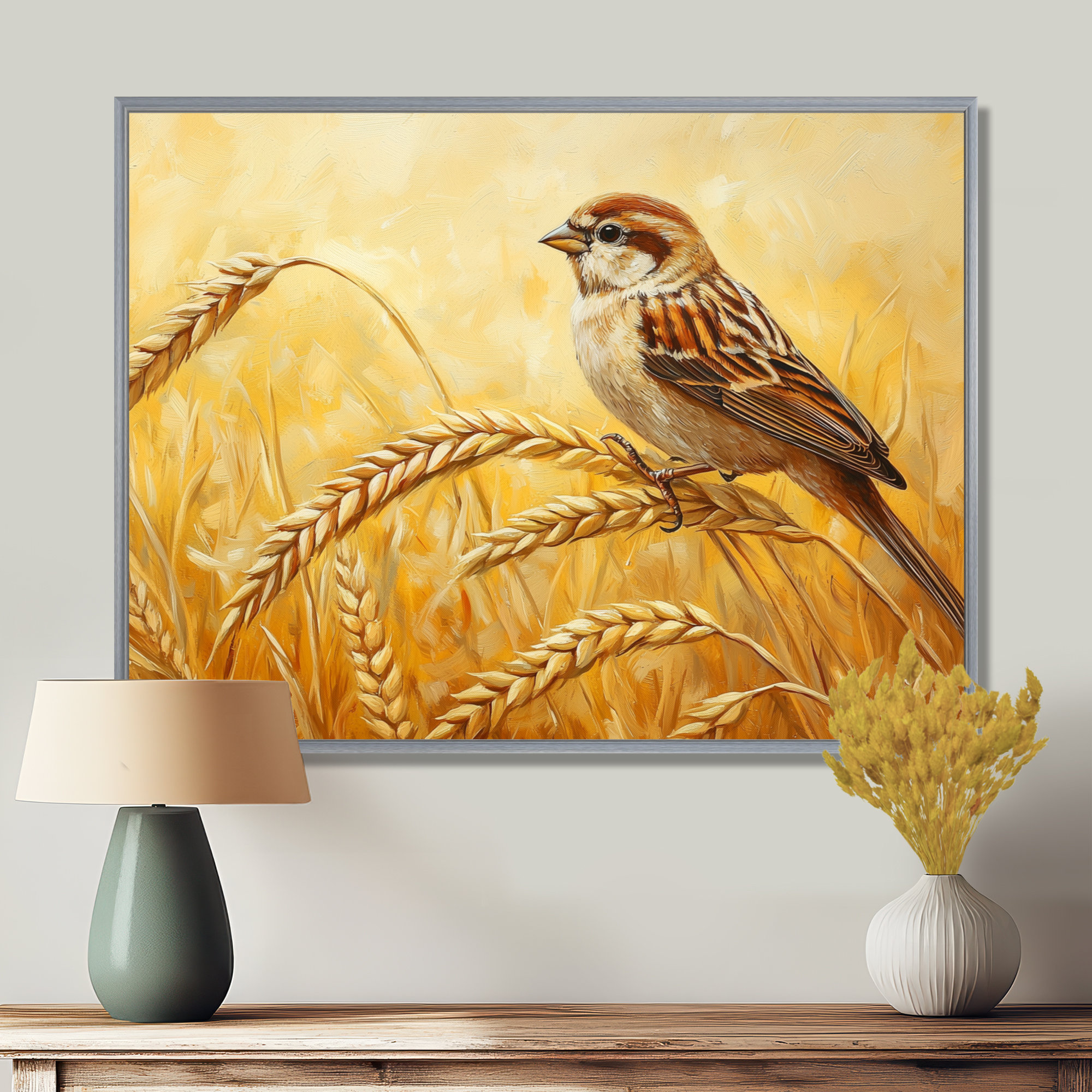 Winston Porter Sparrow Bird In The Wheat Field II - bird Wall Art | Wayfair