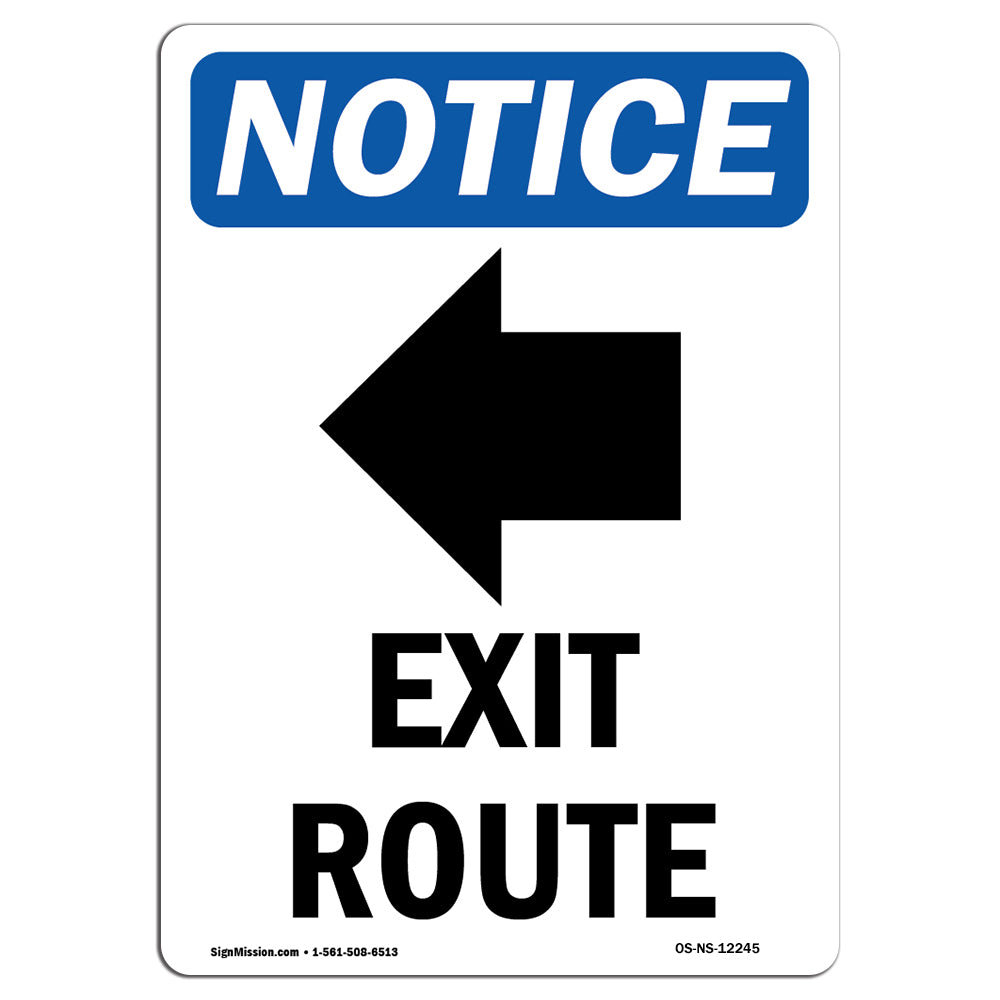 SignMission OSHA Notice - Exit Route Sign With Symbol | Heavy Duty Sign ...