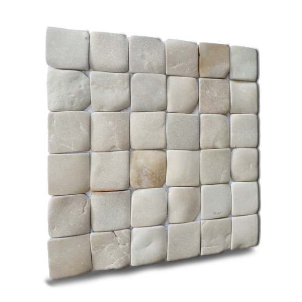 b.o.i Florida 12" x 12" Natural Stone Grid Pebble Mosaic Wall Tile ...