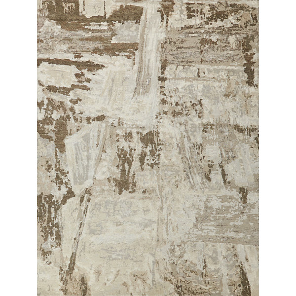 Exquisite Rugs Luxury Laureno Hand-Knotted Bamboo Silk Ivory/Beige Area ...