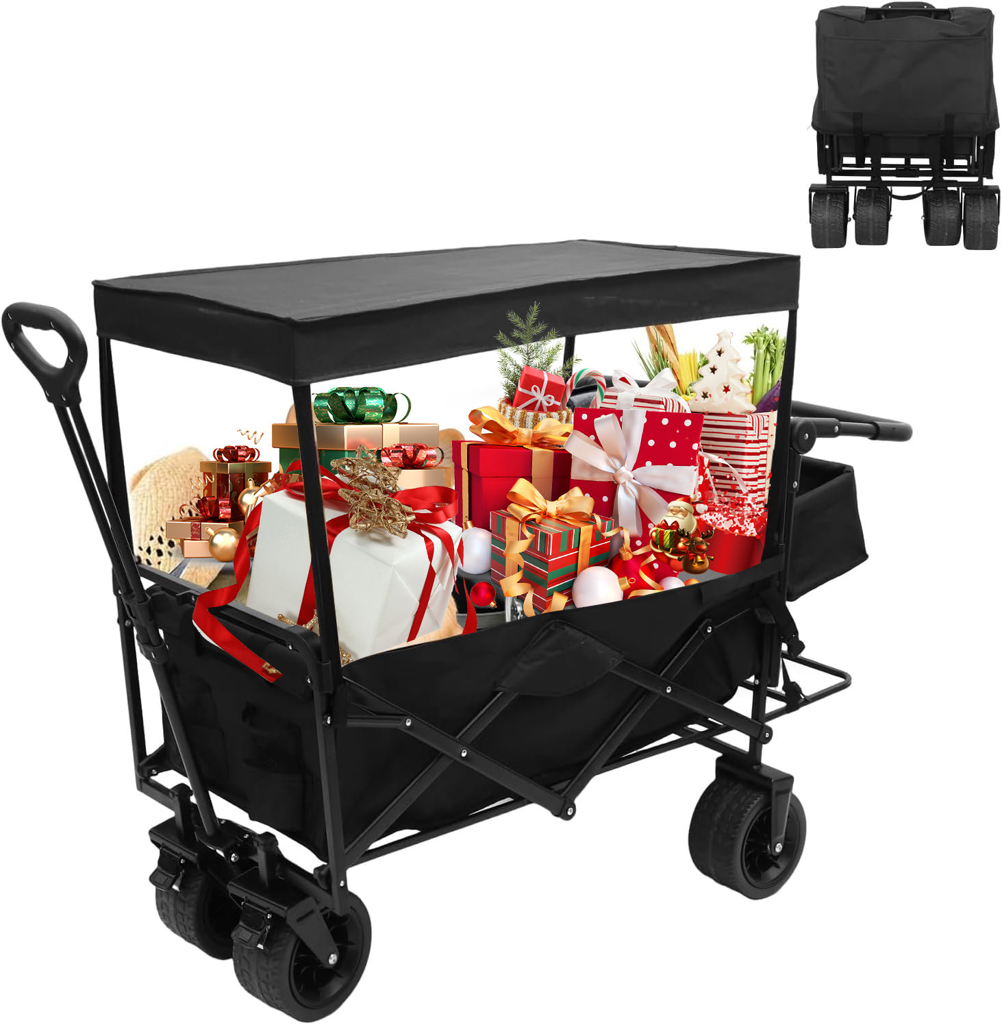 MUKE Collapsible Utility Wagon with 440lb Capacity, All-Terrain Wheels ...