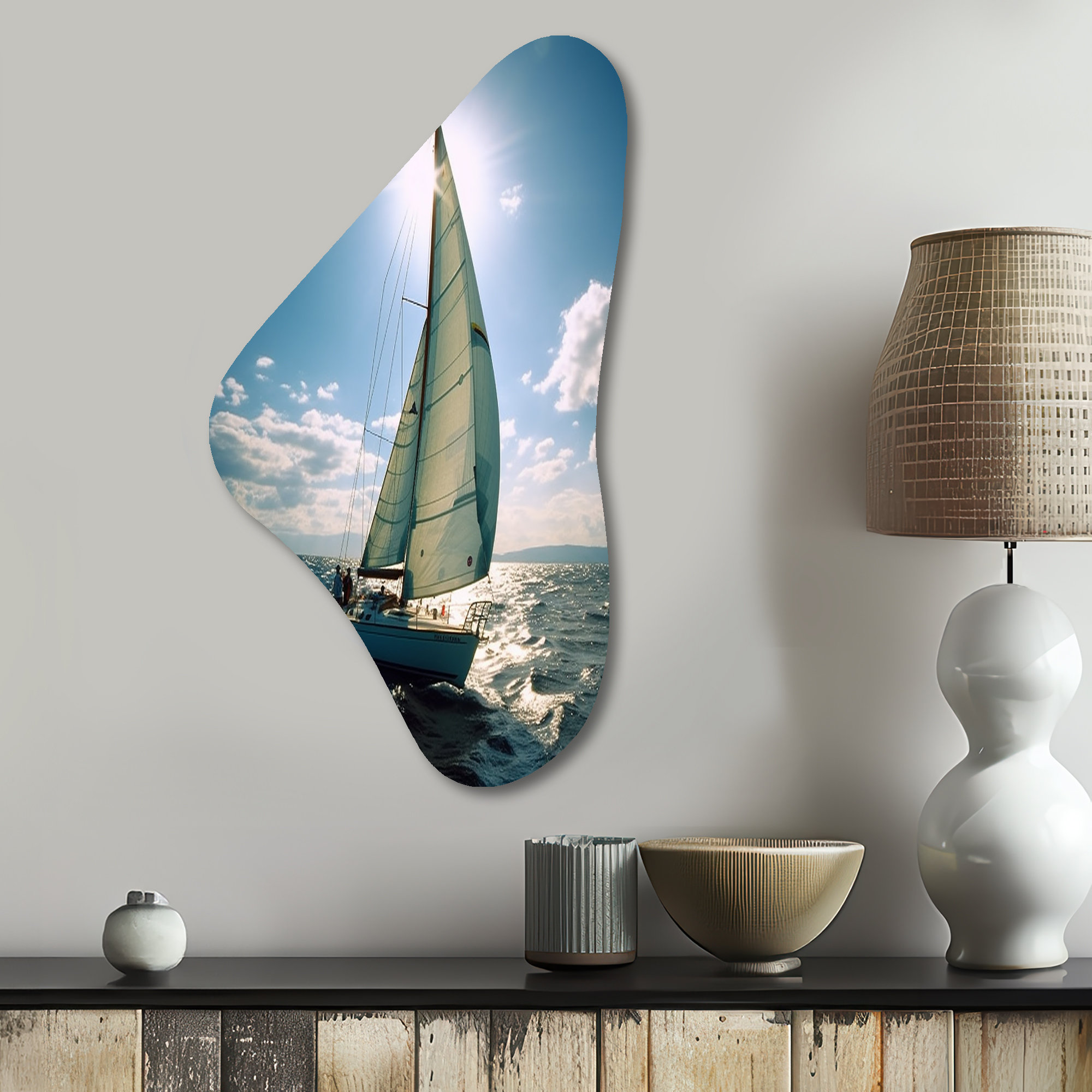 Design Art Sailing Boat Solitude Photo II - Sailing Boomerang Shape ...