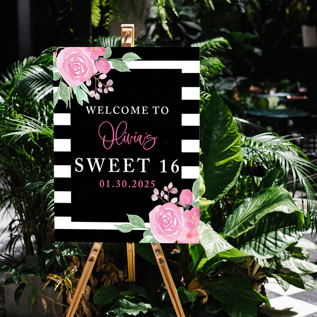 Koyal Wholesale Large Custom Sweet 16 Welcome Sign, Black & White ...