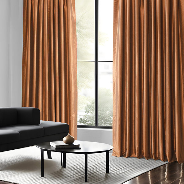 Rayne Vintage Textured Faux Dupioni Silk Room Darkening Curtains Window ...