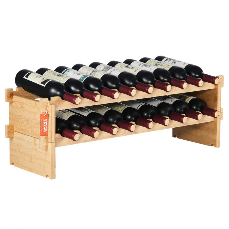 Ebern Designs 18 Bottle Stackable Modular Wine Rack Bamboo Wood Display ...