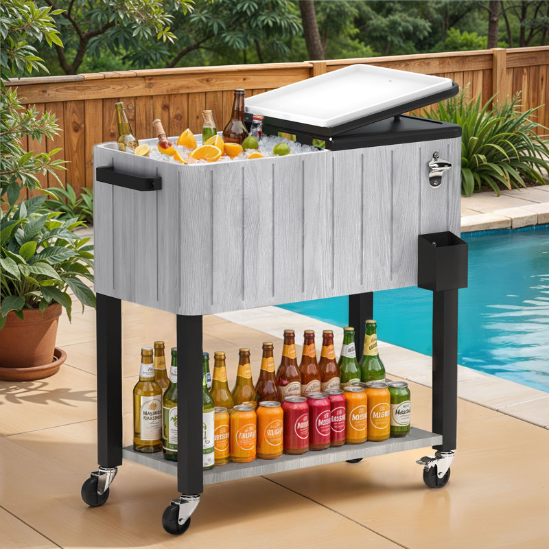 Edrosie Inc 80 Quarts Outdoor Patio Cart Coolers, Serving Station with ...