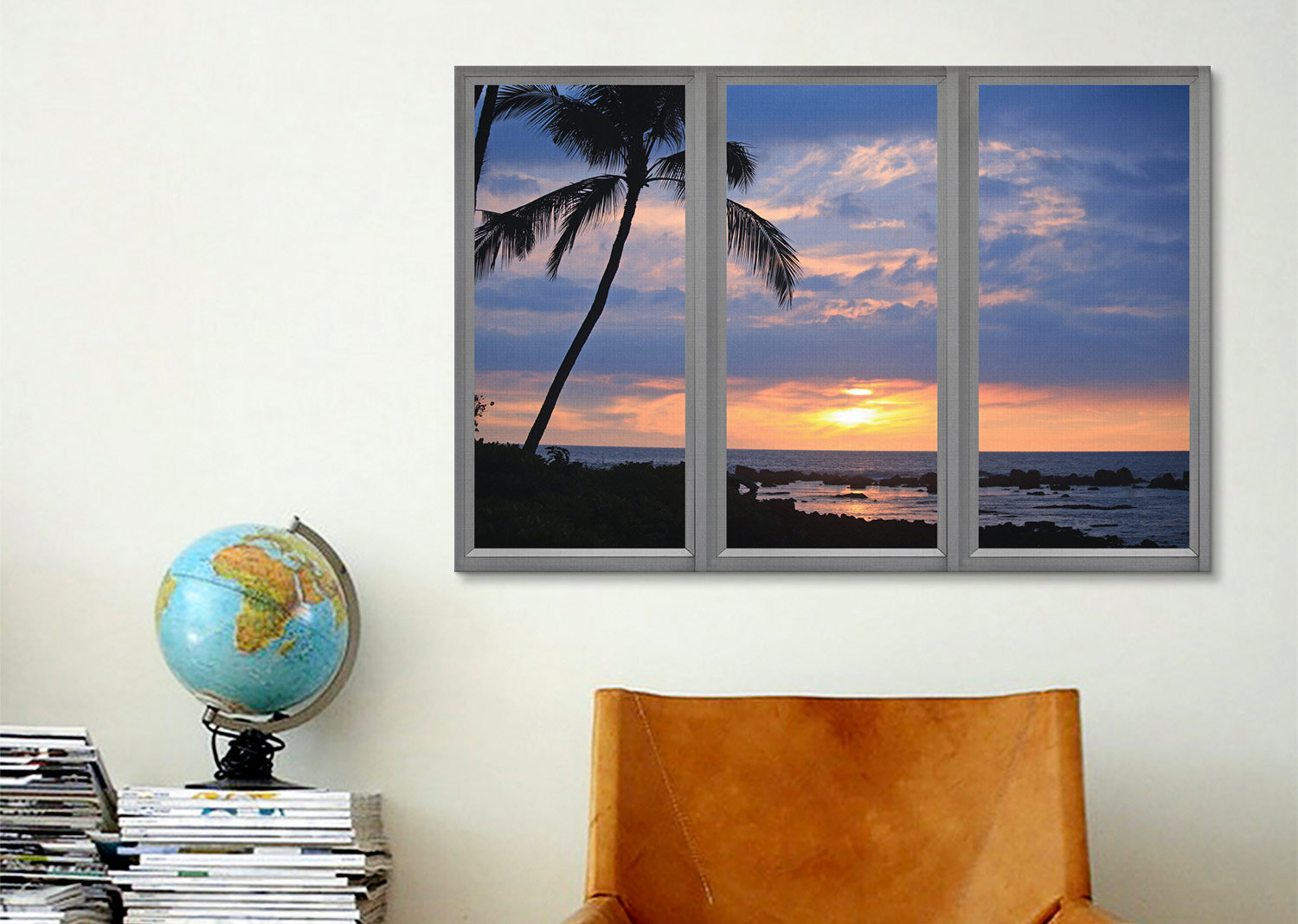 iCanvas Windows of the World Beach Sunset Window View Photographic ...