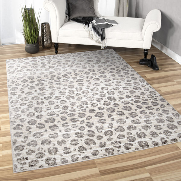Everly Quinn Rockford Animal Print Gray Stain Resistant Area Rug | Wayfair