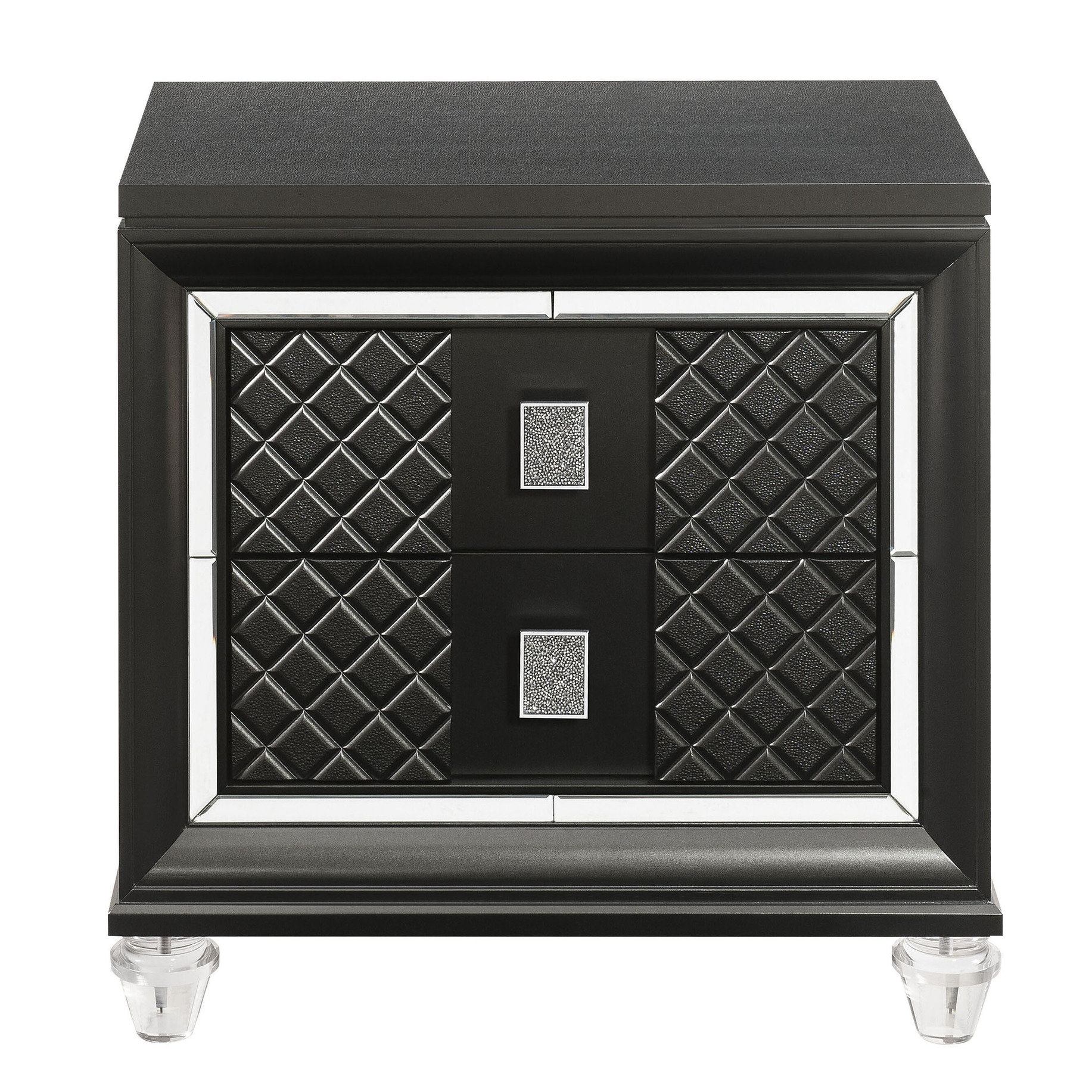 Hokku Designs Metallic Grey Nightstand With Two Drawers For A Tidy ...