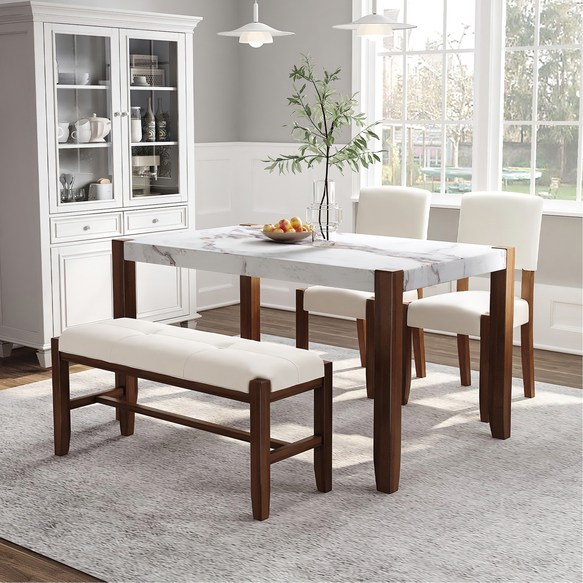 Ebern Designs 4-Piece Modern Dining Furniture Set, 4-Person Space ...