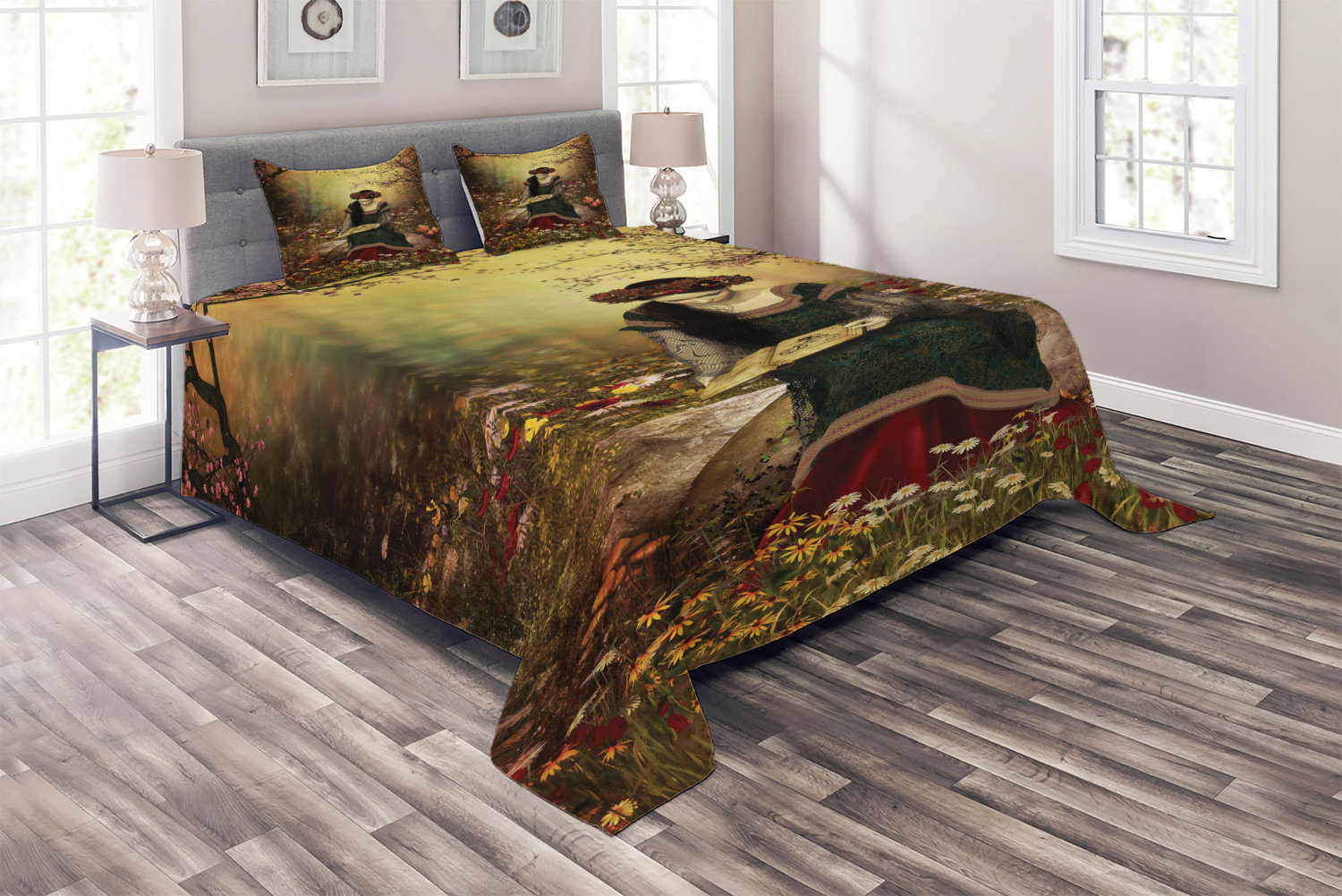 Ambesonne Gold Microfiber Farmhouse / Country Coverlet / Bedspread Set ...