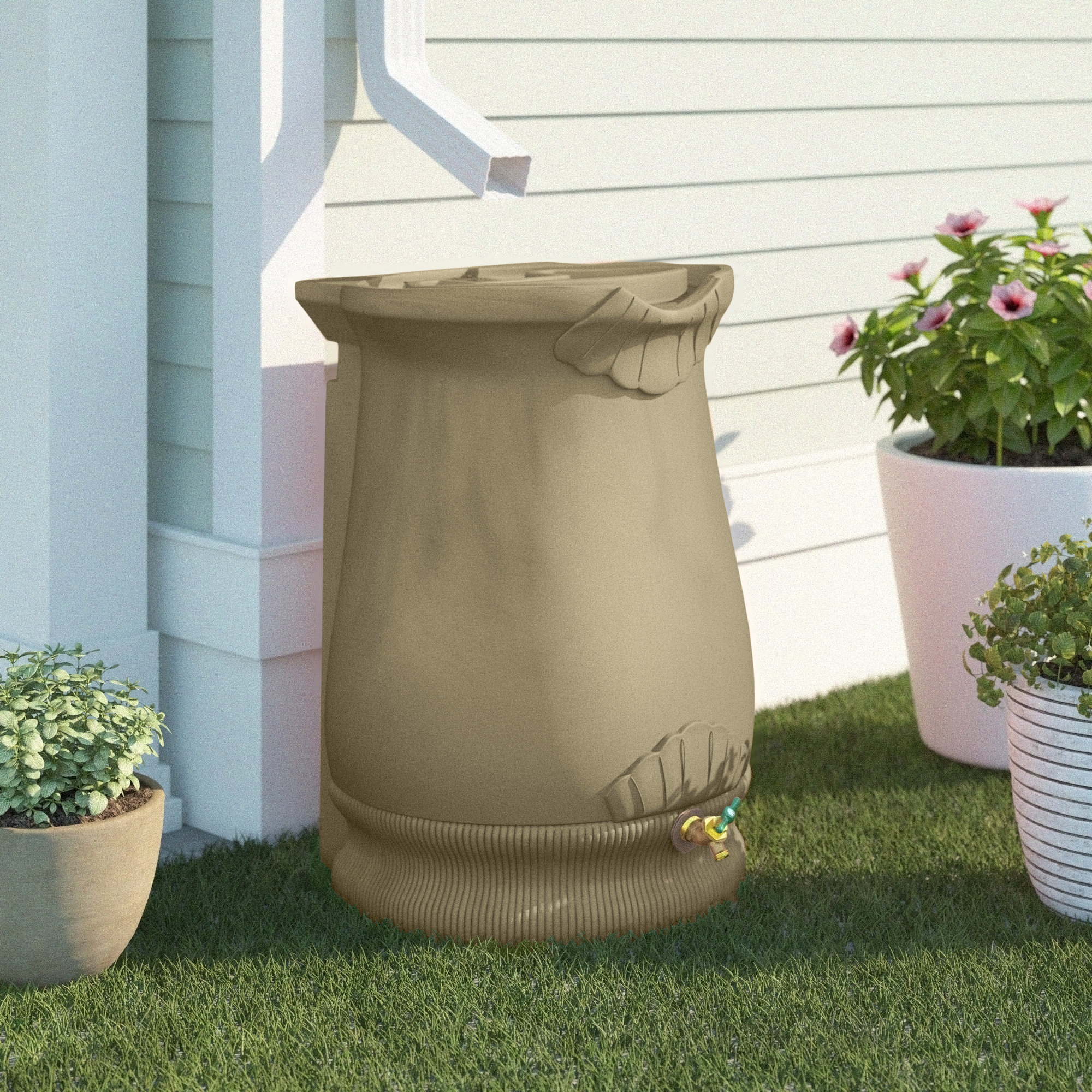 Bungalow Rose 65 Gallons Plastic Drainable Dual Overflow Planter Rain ...