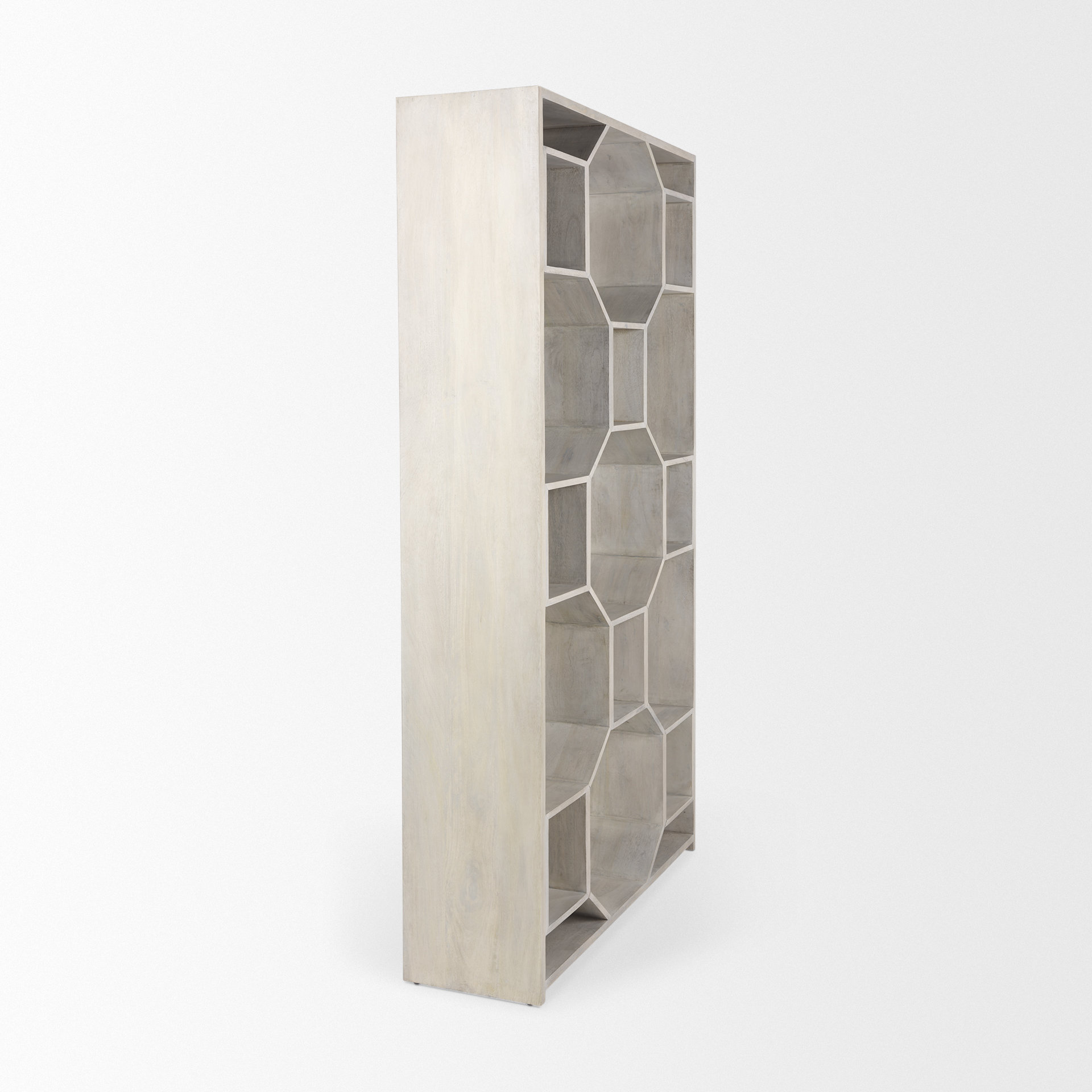 Corrigan Studio® Junathaen 92" H x 48" W Solid Wood Geometric Bookcase ...