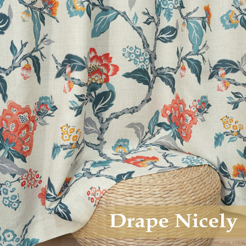 Lark Manor™ Lark Manor 100% Blackout Linen Floral Patterned Curtains ...