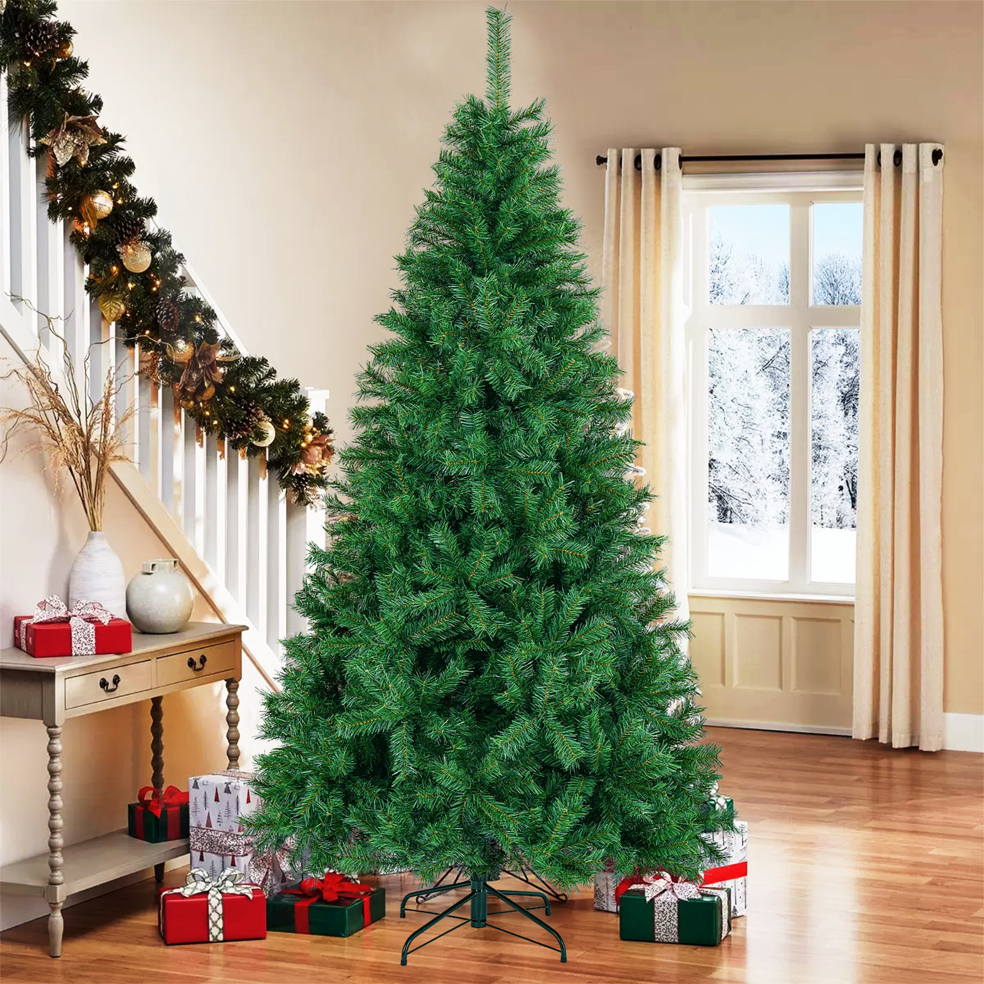 The Holiday Aisle® Kewanda 7.5ft Unlit Christmas Tree with Stand ...