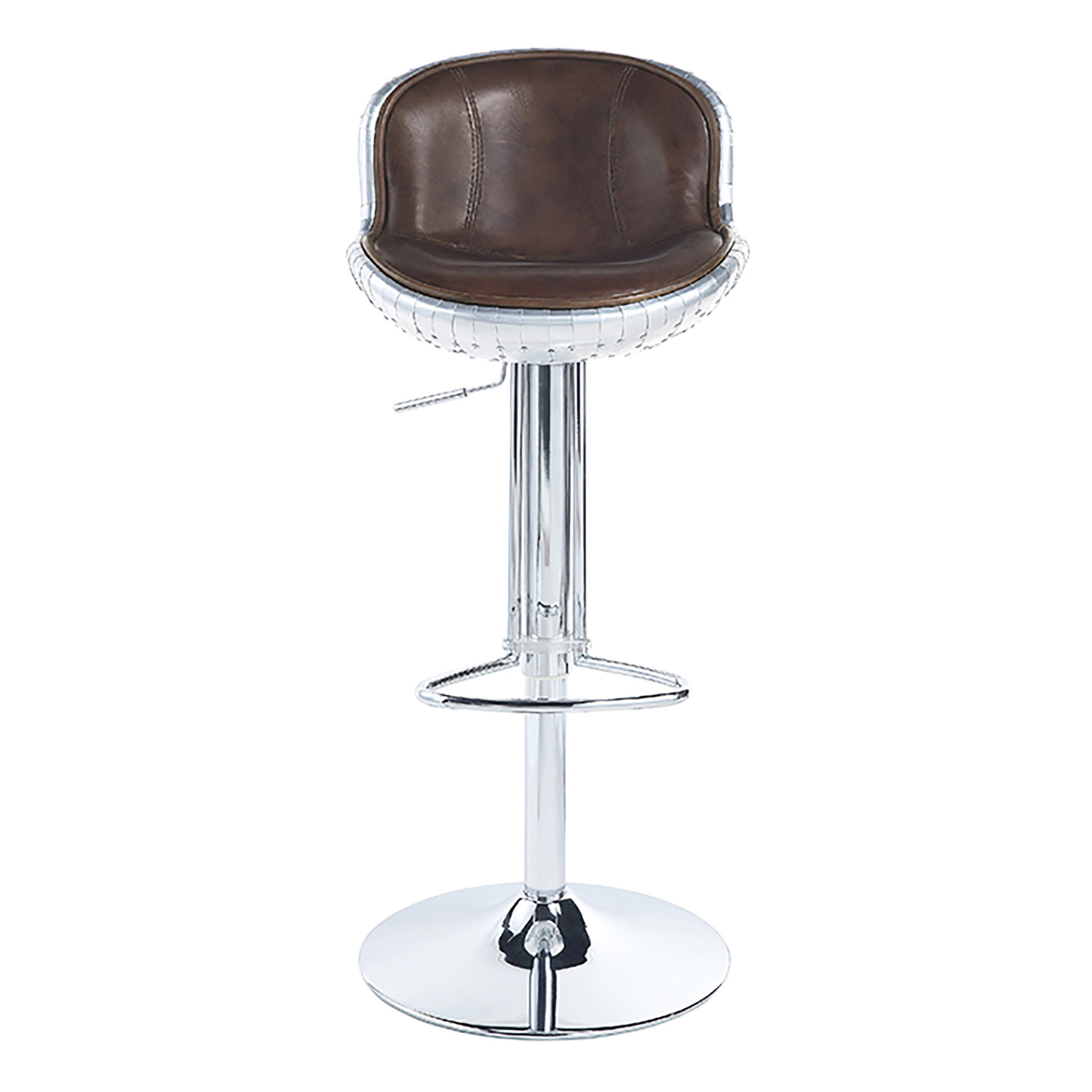 Corrigan Studio Leather Upholstered Vintage Brown Adjustable Stool ...