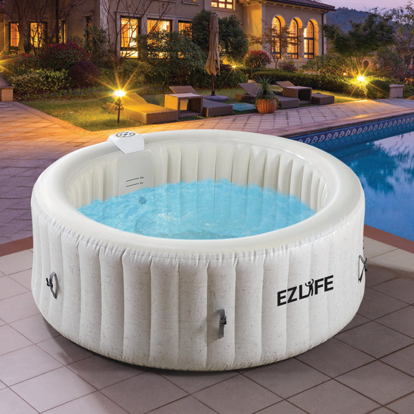 EZLIFE Durable 4 Person Round Inflatable Hot Tub with Bubble Jets | Wayfair