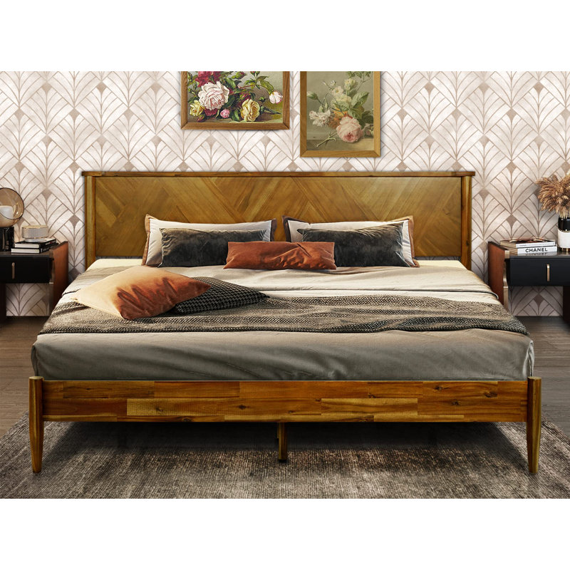 Union Rustic Kalleen Solid Wood Bed Frame with Artistic Patterned ...