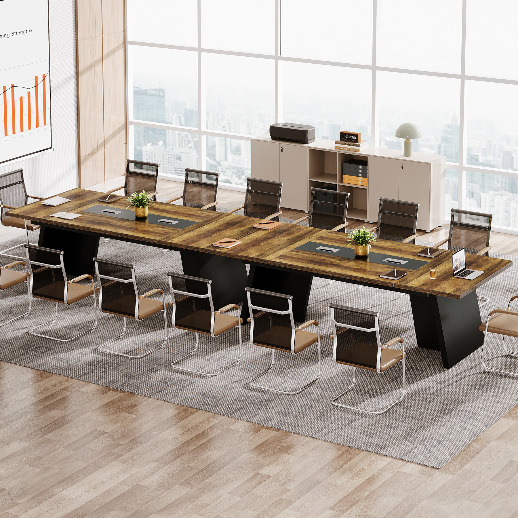 Ebern Designs 8ft Conference Table For 8-10 People, Modern Meeting Room ...