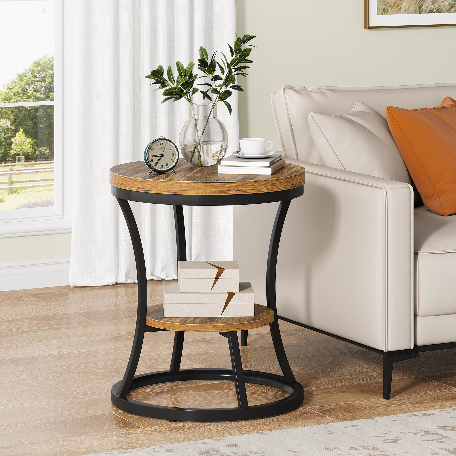 17 Stories 19.7In Round Bedside Table, Coffee Tables, For Bedroom, Side ...