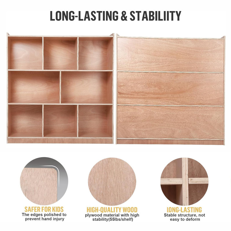 Union Rustic Glazed Exterior 8-Section Bookcase Classroom Storage ...