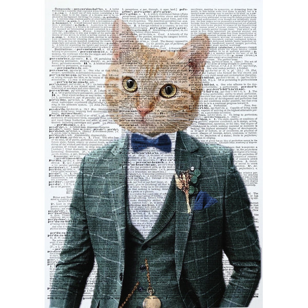 Happy Larry A3 Ginger Cat Dictionary Print - Humanised Cat Wall Art ...