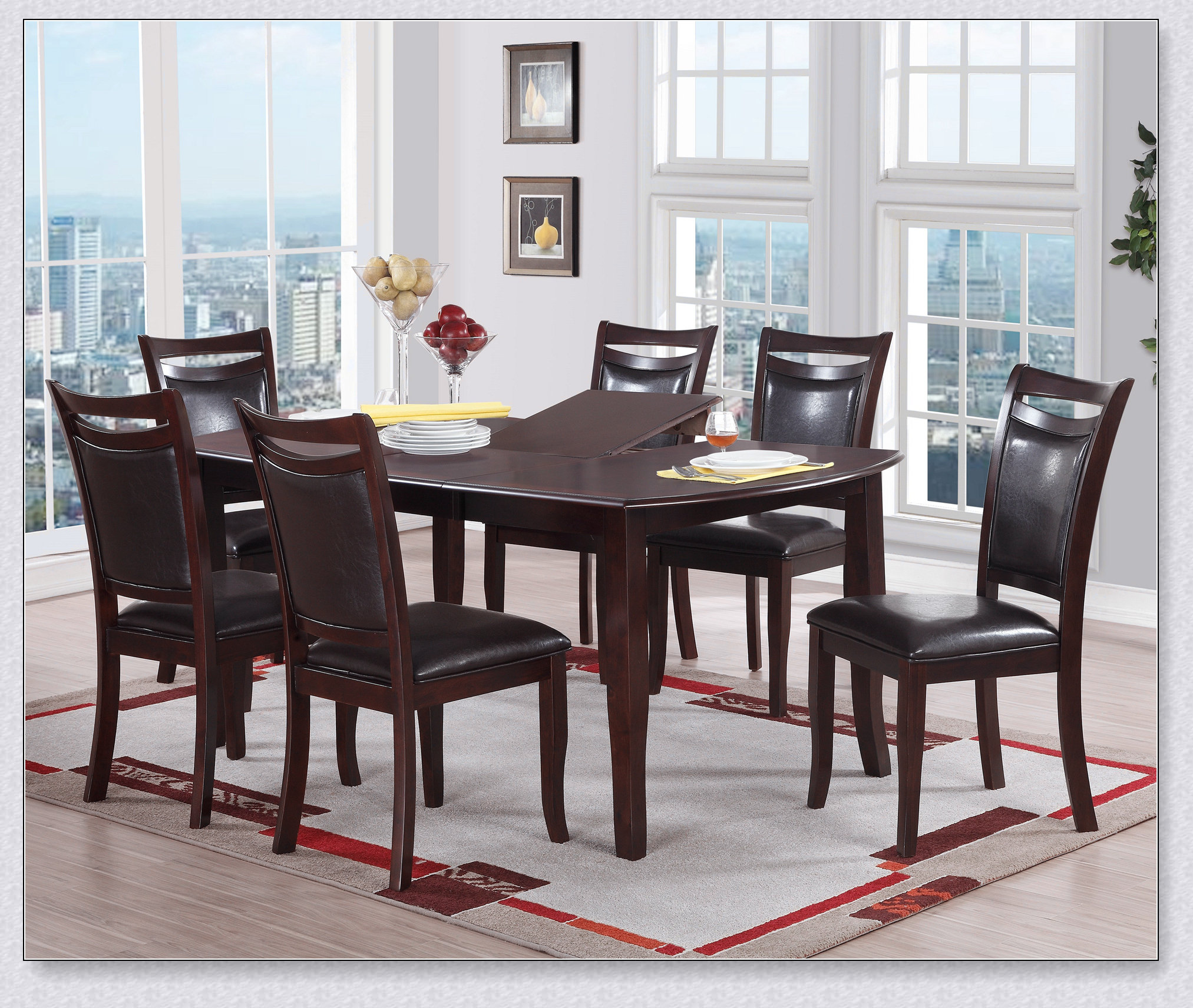 Hokku Designs Dining Room Furniture Dark Brown Dining Table w Butterfly ...