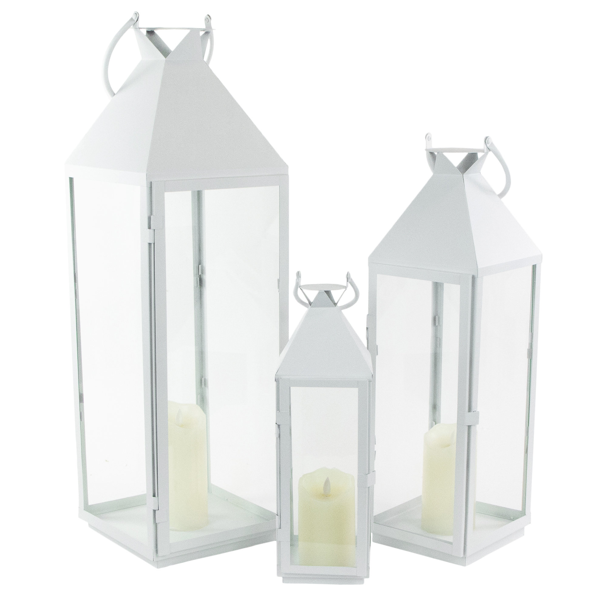 Northlight Seasonal Matte White Modern Candle Lanterns | Wayfair