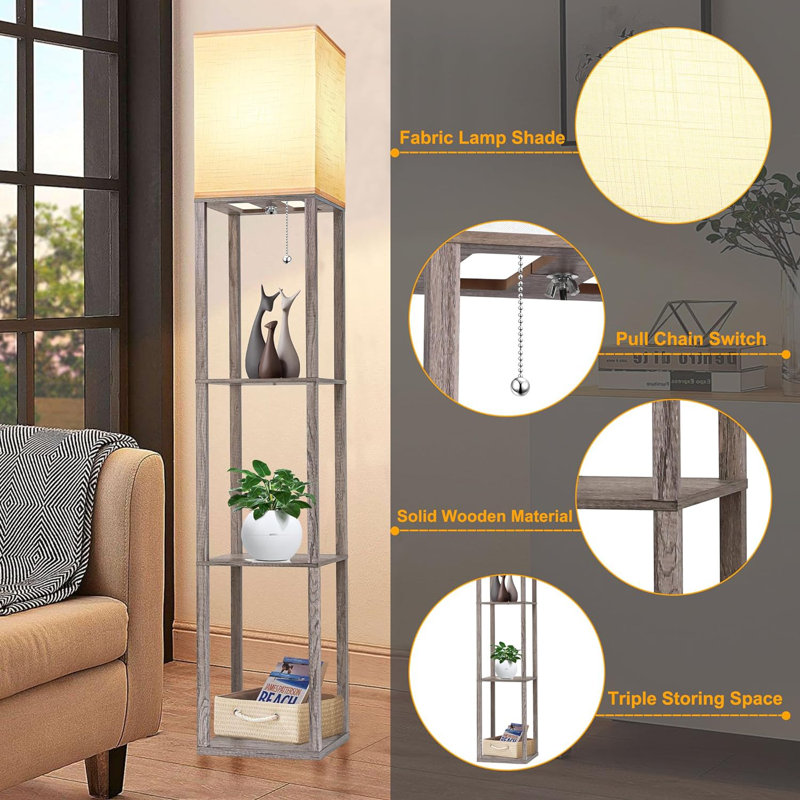 Ebern Designs Fredy 64'' Gray Column Floor Lamp & Reviews | Wayfair