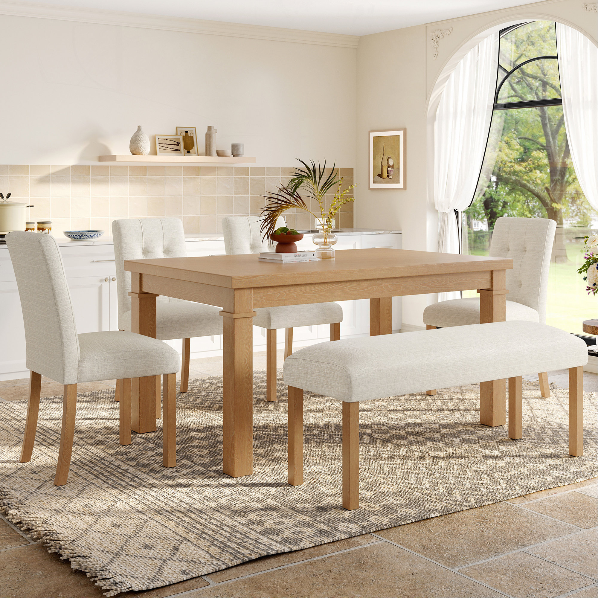 Latitude Run® 6-Piece Modern Dining Set, Rectangle Kitchen Table With 4 ...