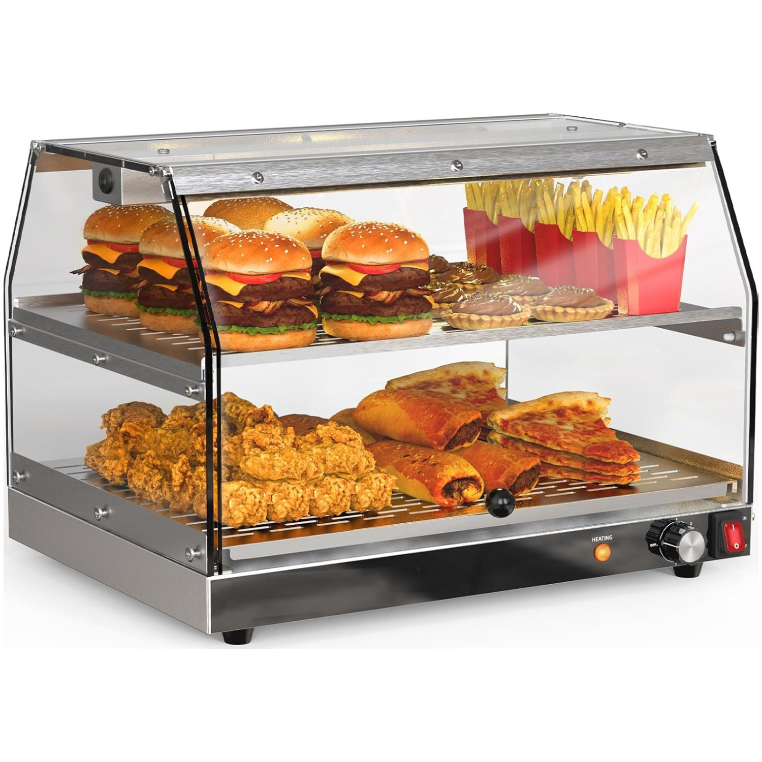Hokku Designs Food Warmer, 2-Tier Commercial Pizza Warmer With LED ...