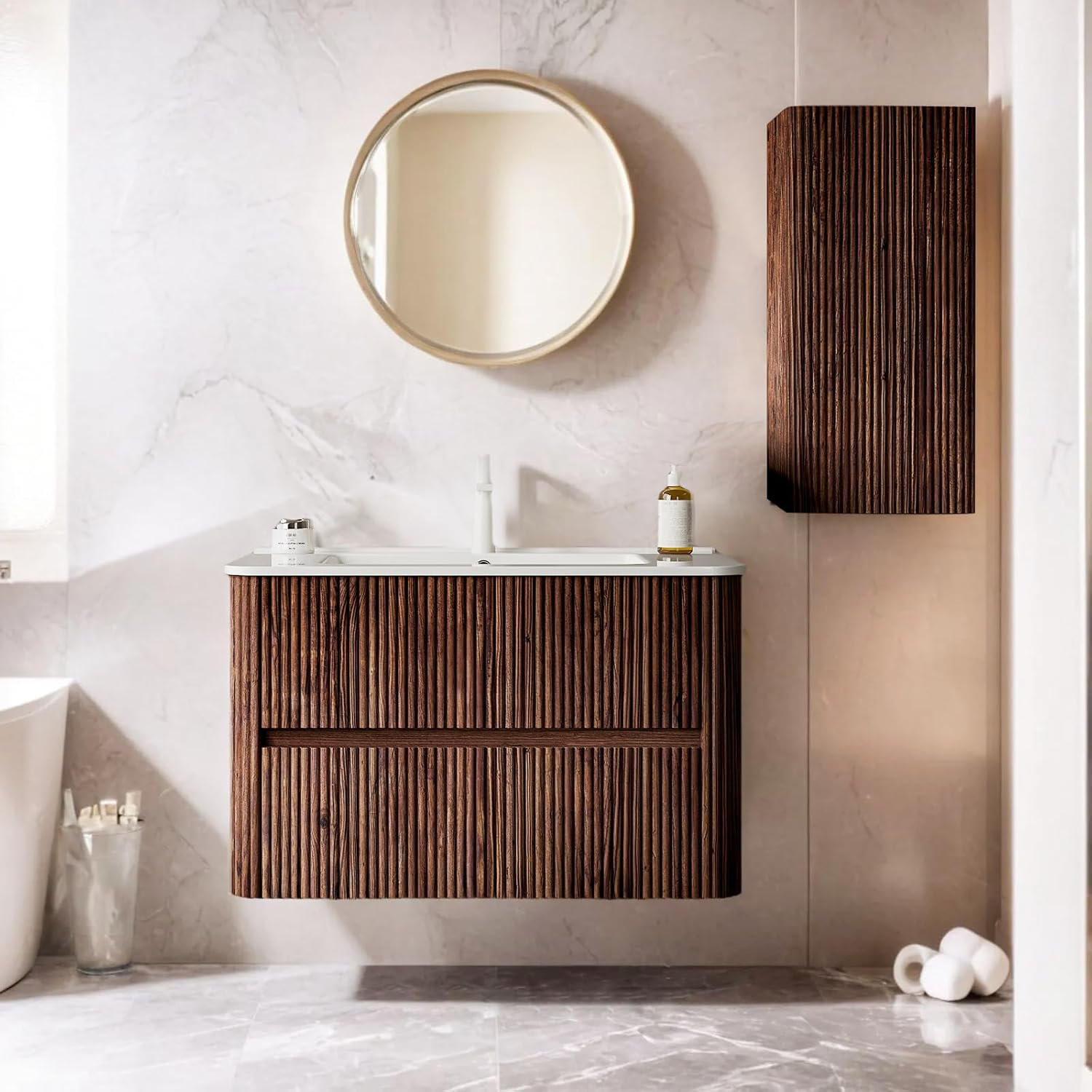 Millwood Pines 30" Modern Bathroom Vanity with Single Ceramic Basin and ...