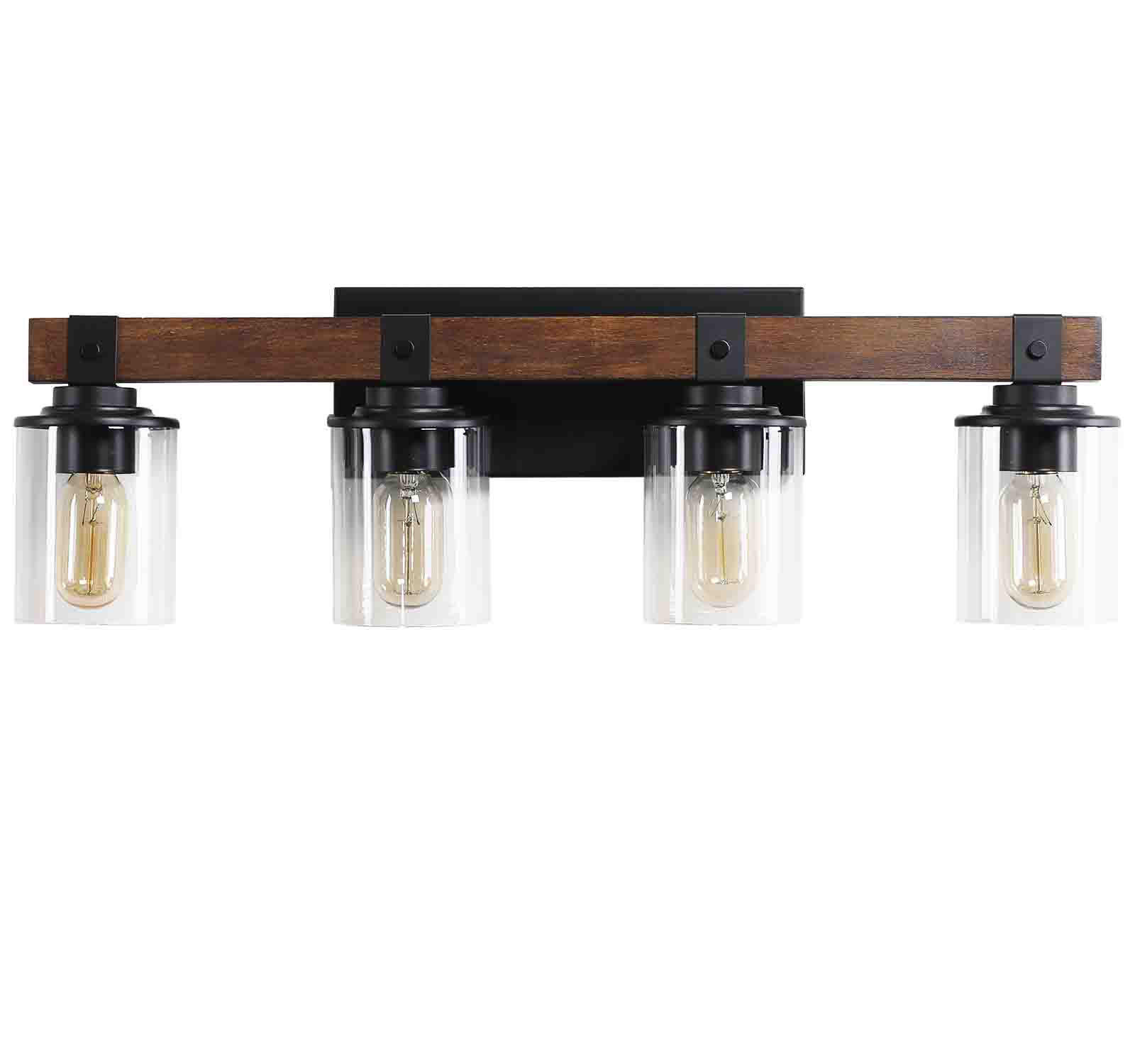 Gracie Oaks 4-Lights Farmhouse Vanity Lights Fixture Rustic Bathroom ...