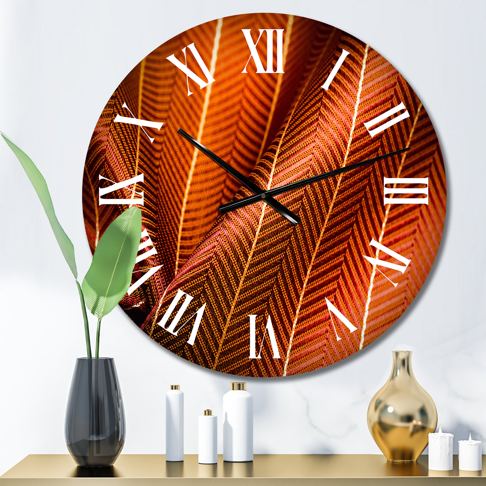 East Urban Home Ruby Red Fabric with Gold Line II - Patterned Wall ...