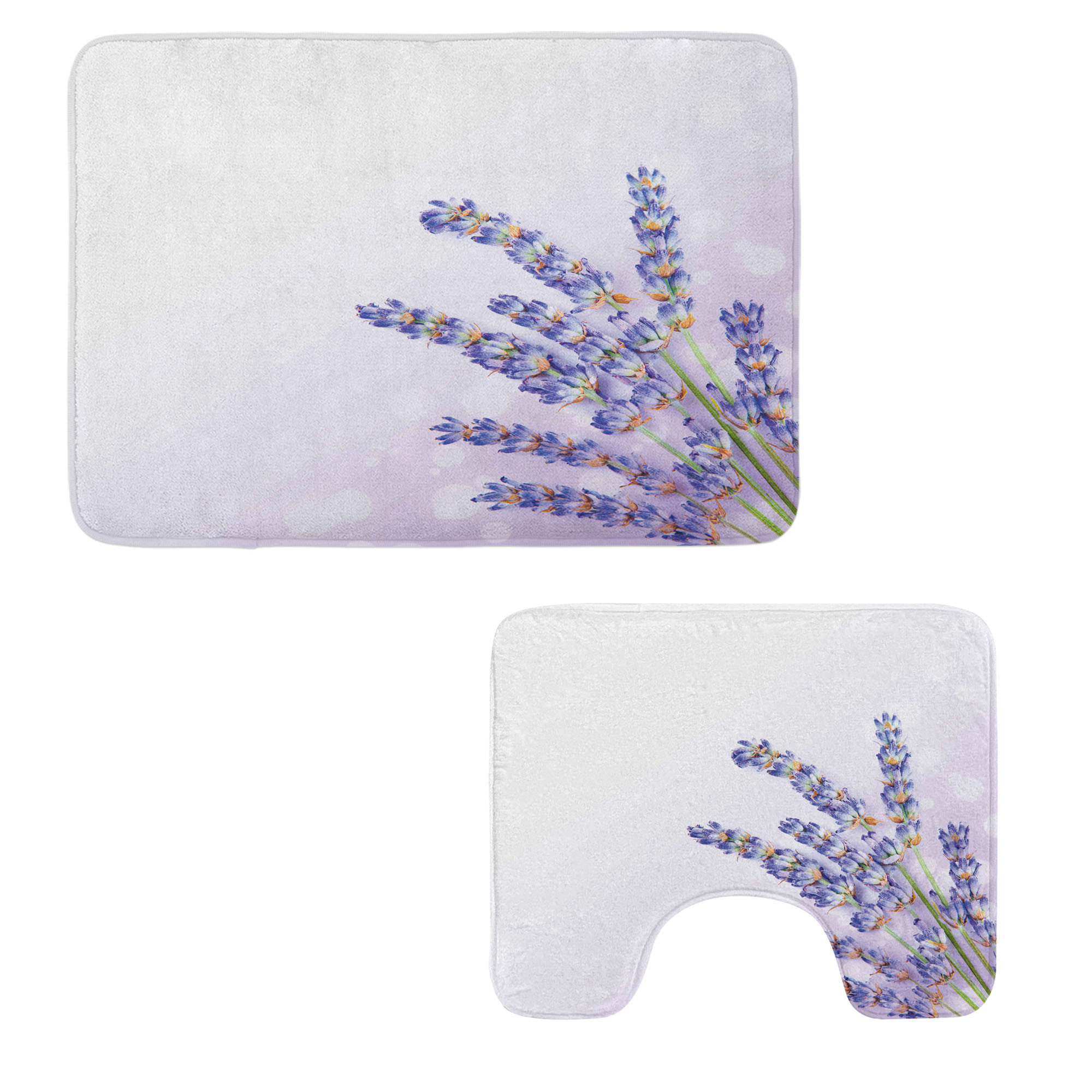 East Urban Home Lavender Bathroom Rug Set 2 Pieces Rectangle & Contour ...